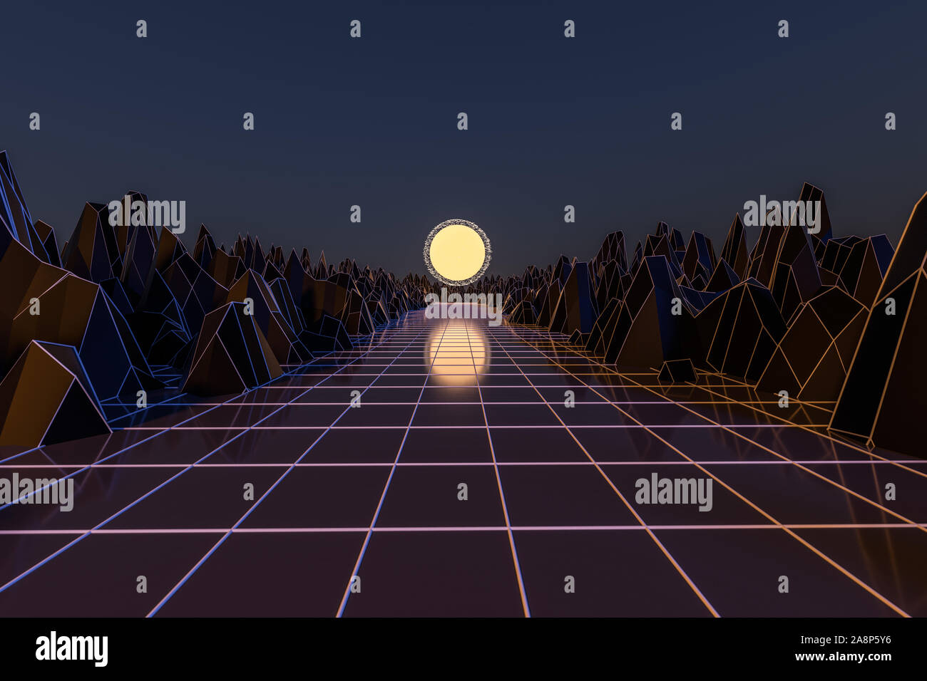 3d background Illustration Inspired by 80's Scene synthwave and ...