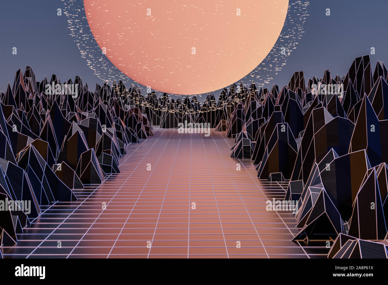 3d background Illustration Inspired by 80's Scene synthwave and ...