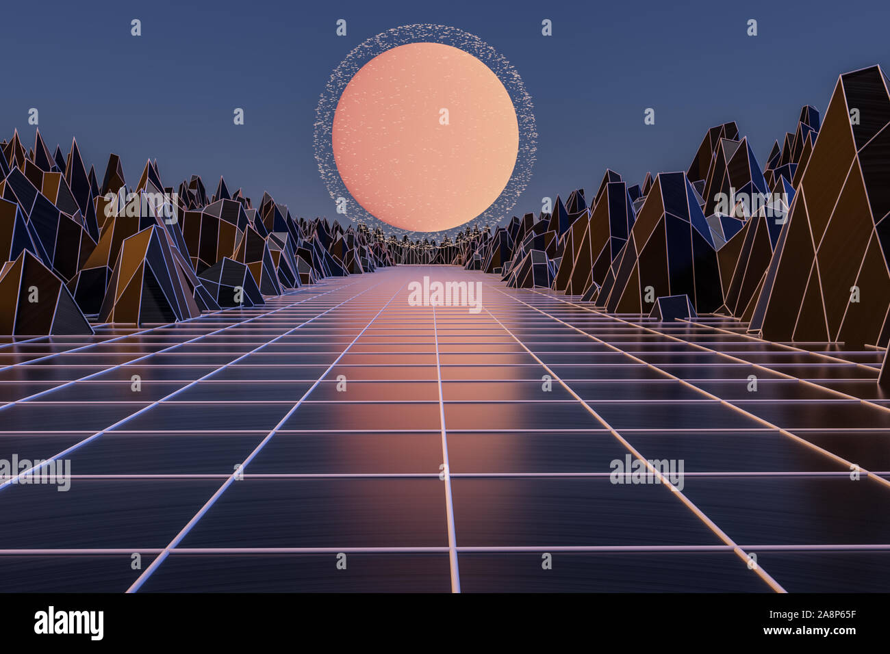 3d background Illustration Inspired by 80's Scene synthwave and ...