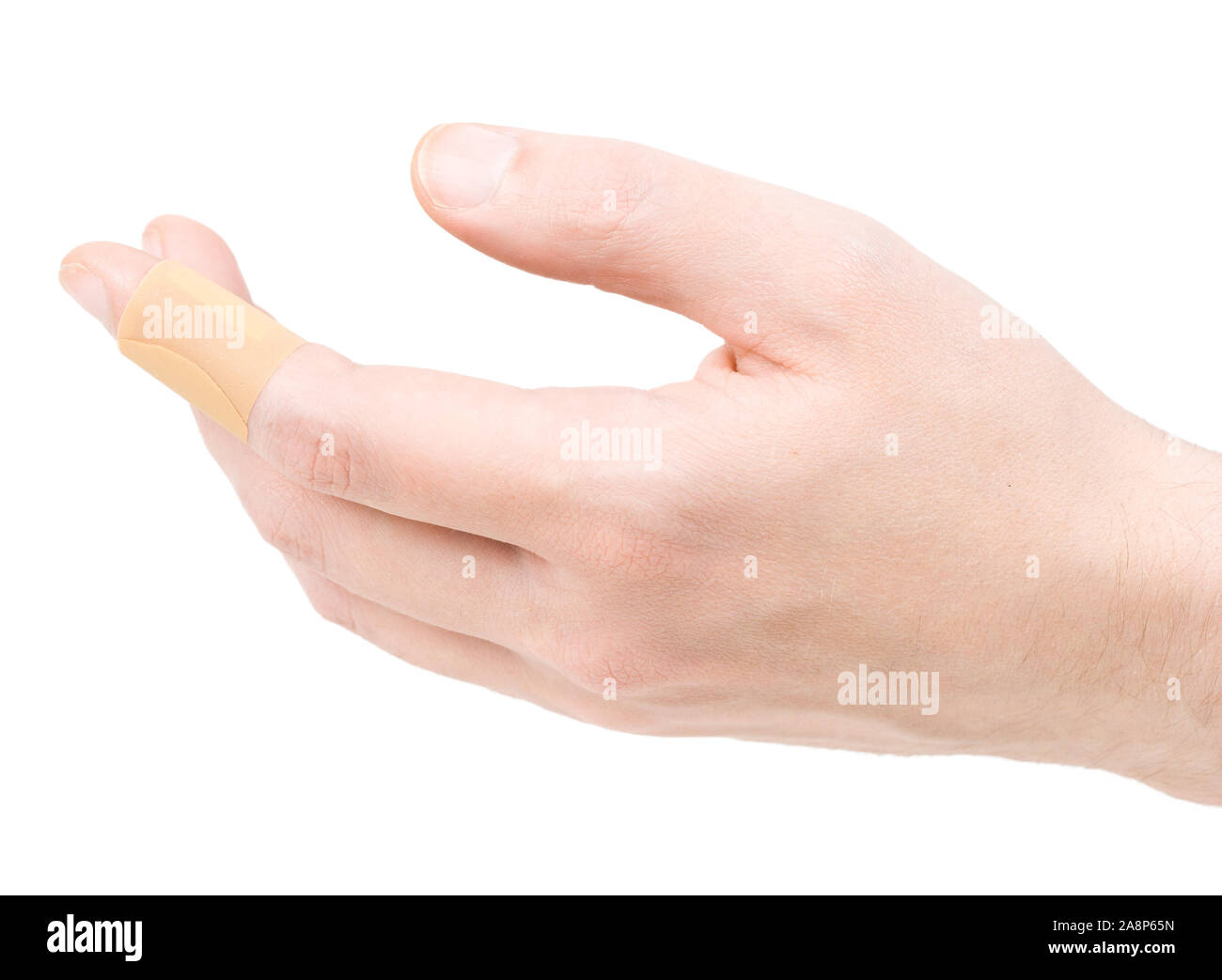 Adhesive bandage on finger, on white background, isolated Stock Photo ...