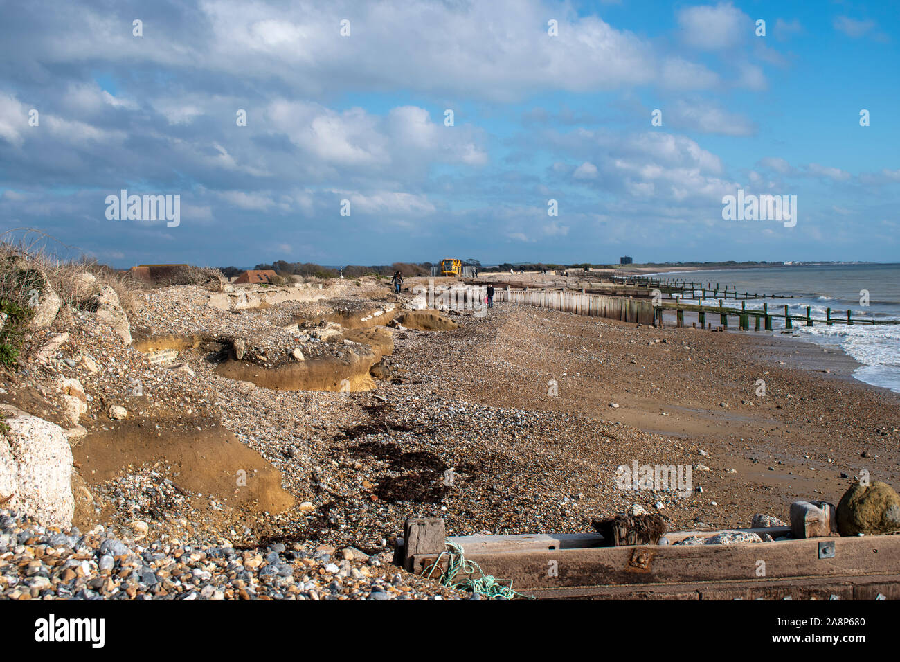 Climping Beach, West Sussex, England, November 10, 2019, Where a winter ...