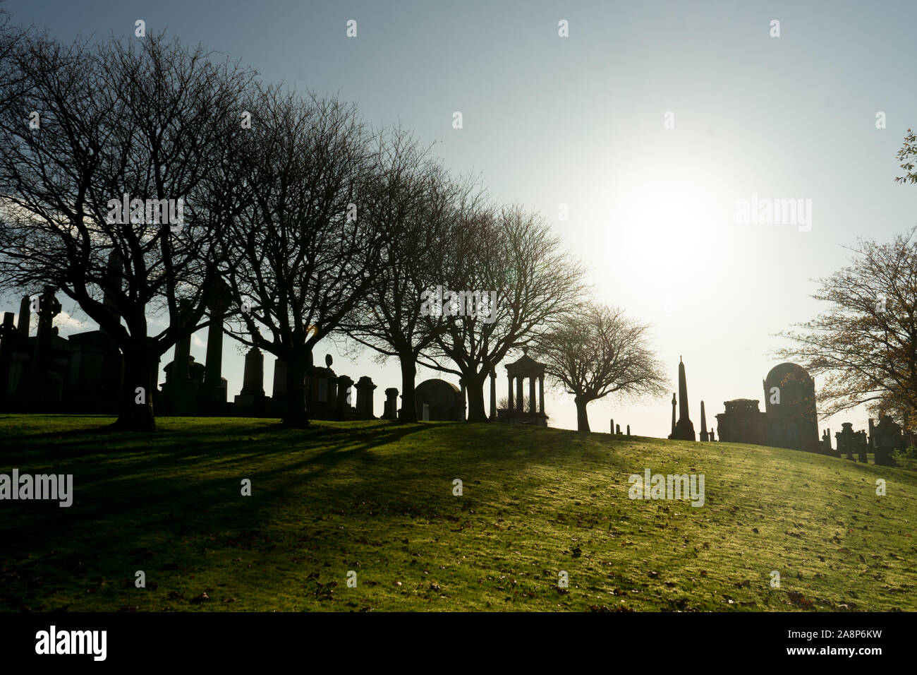 The sunny autumn day of the Victorian cemetery Necropolis in United ...