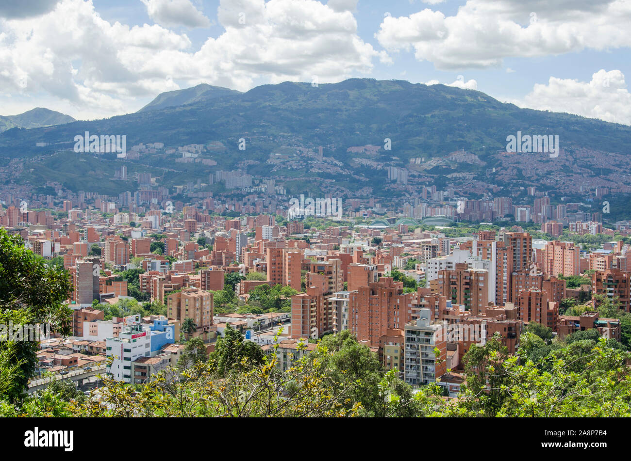Cityscape of Medellin, Antioquia, Colombia, in its mountainous ...