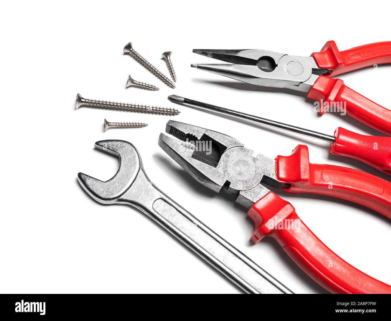 Set of tools on white background Stock Photo - Alamy