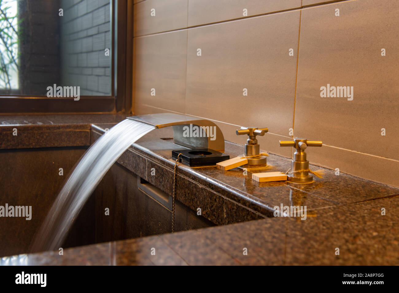 Bathtub and washbasin in hot spring soup house ( shower, spa, steam ...