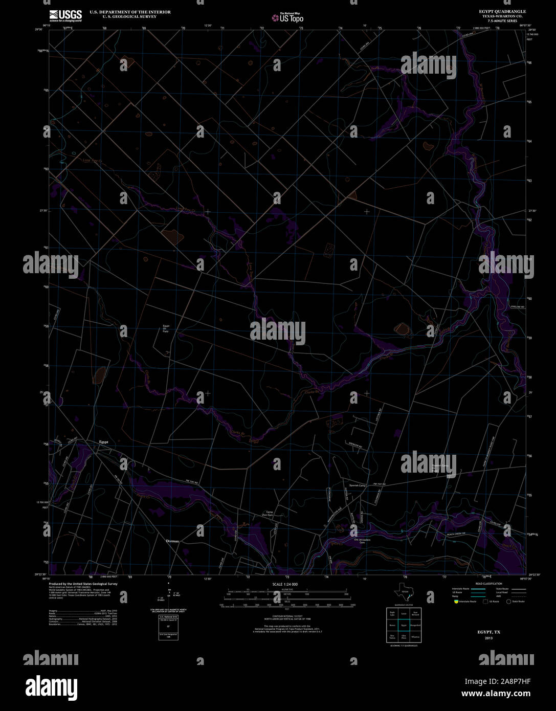USGS TOPO Map Texas TX Egypt 20130201 TM Inverted Restoration Stock ...