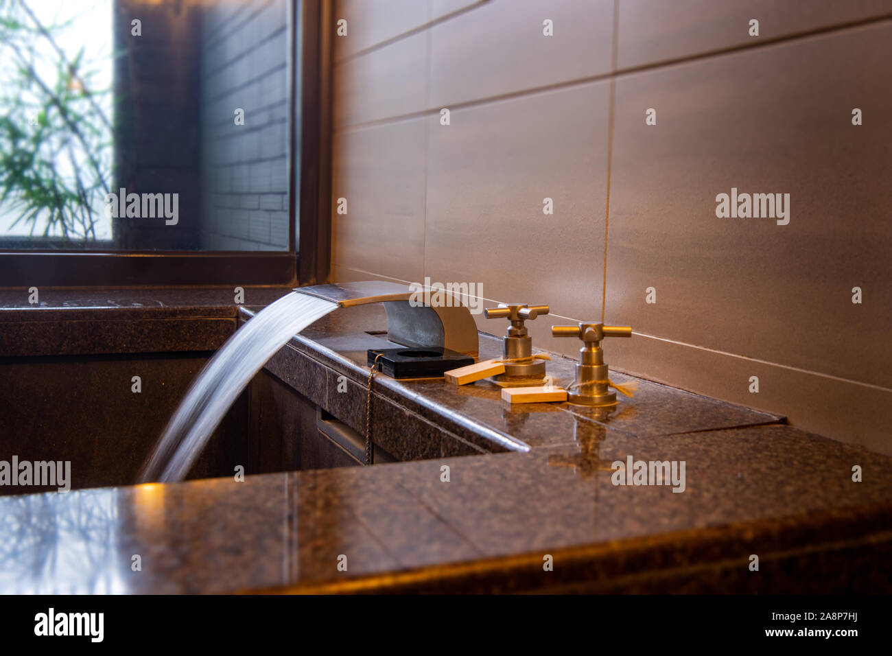 Bathtub and washbasin in hot spring soup house ( shower, spa, steam ...