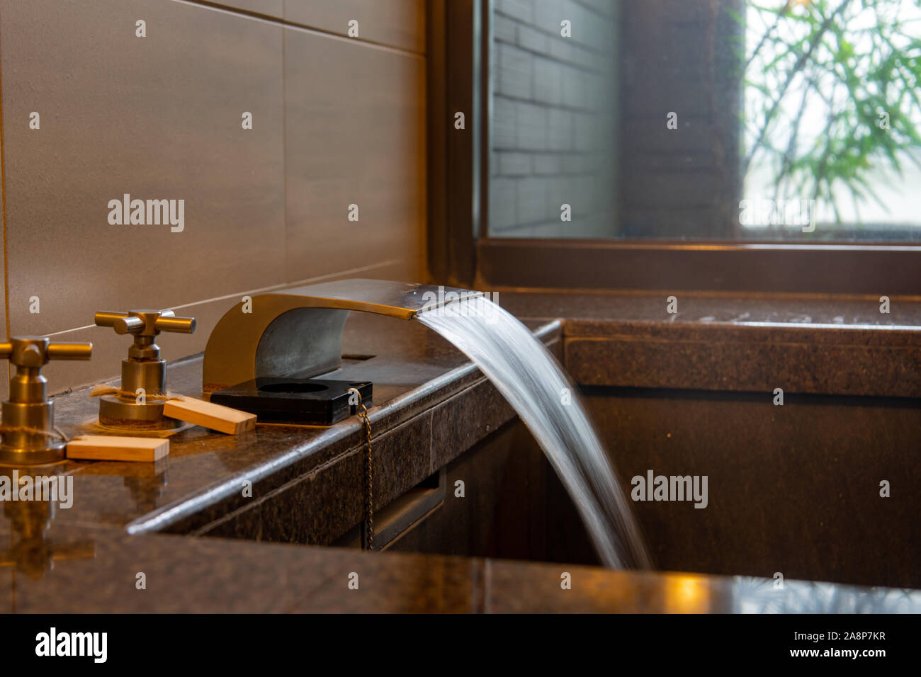 Bathtub And Washbasin In Hot Spring Soup House Shower Spa Steam