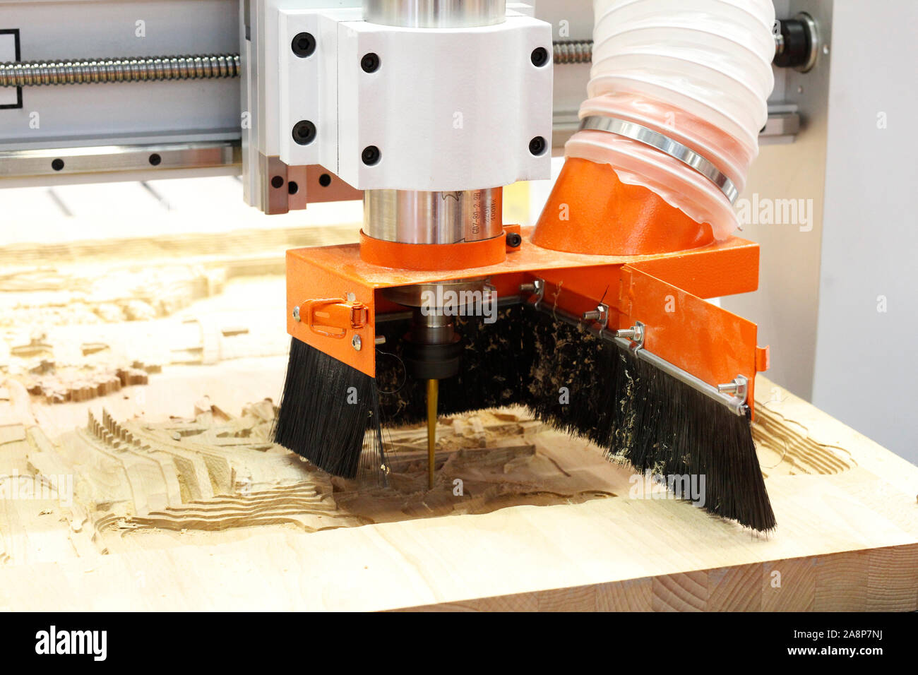 Milling a wooden board. Processing of wood panels on CNC coordinate ...