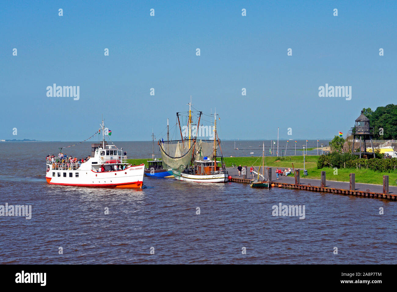 Hafen von Dangast mit Schiff Etta von Dangast, Nordseebad Dangast ...