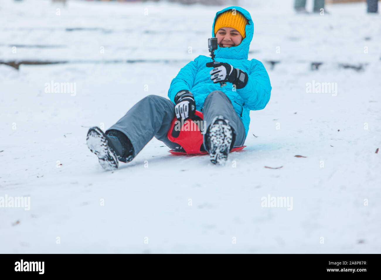Woman Sliding Down High Resolution Stock Photography and Images - Alamy