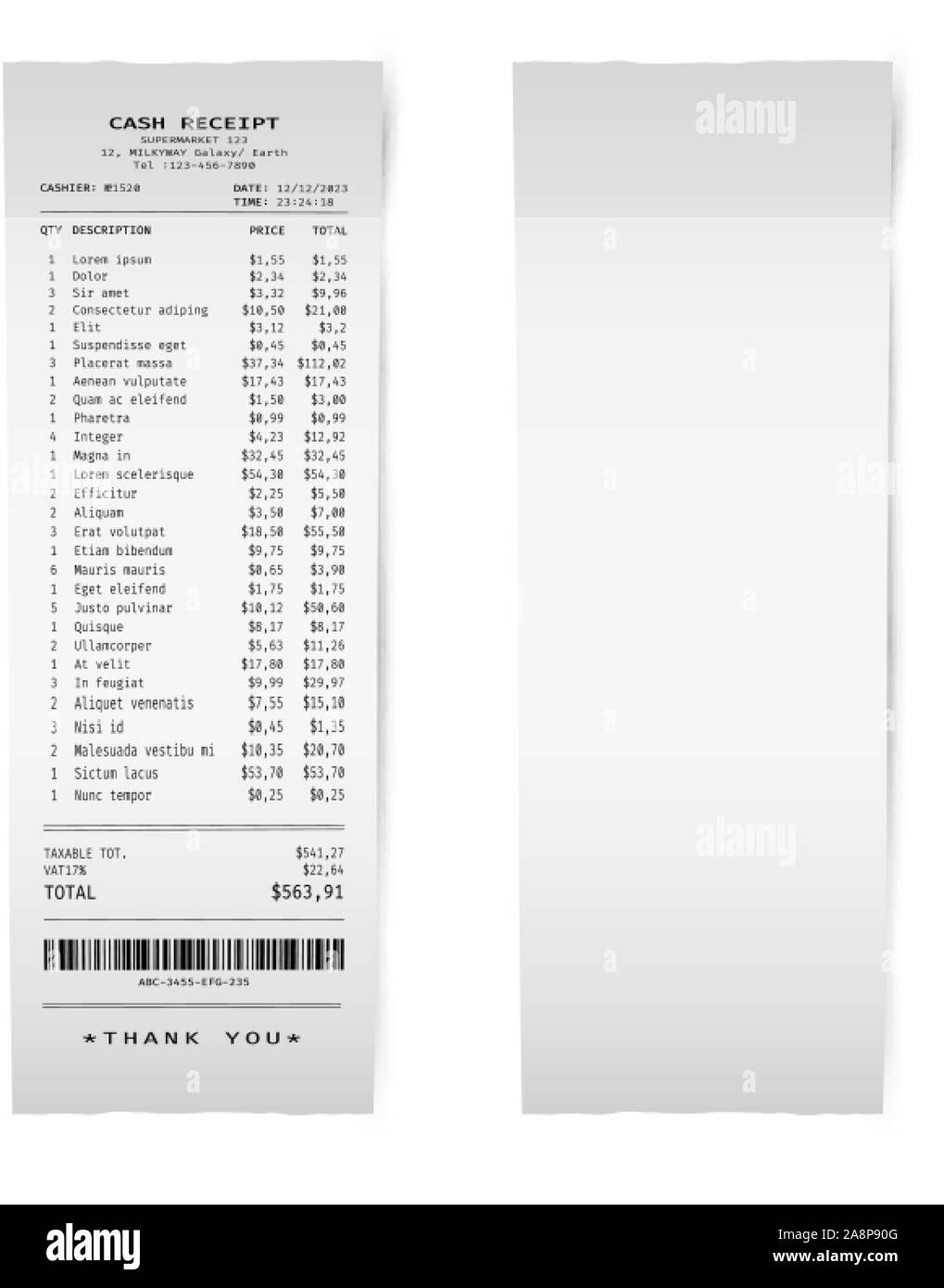 Shopping grocery store with a list Stock Vector Images - Alamy