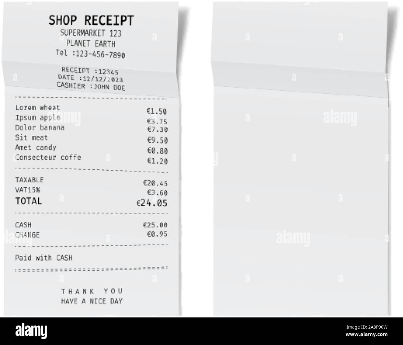 Template of a shop receipt. Mockup of a check from mall Stock Vector ...
