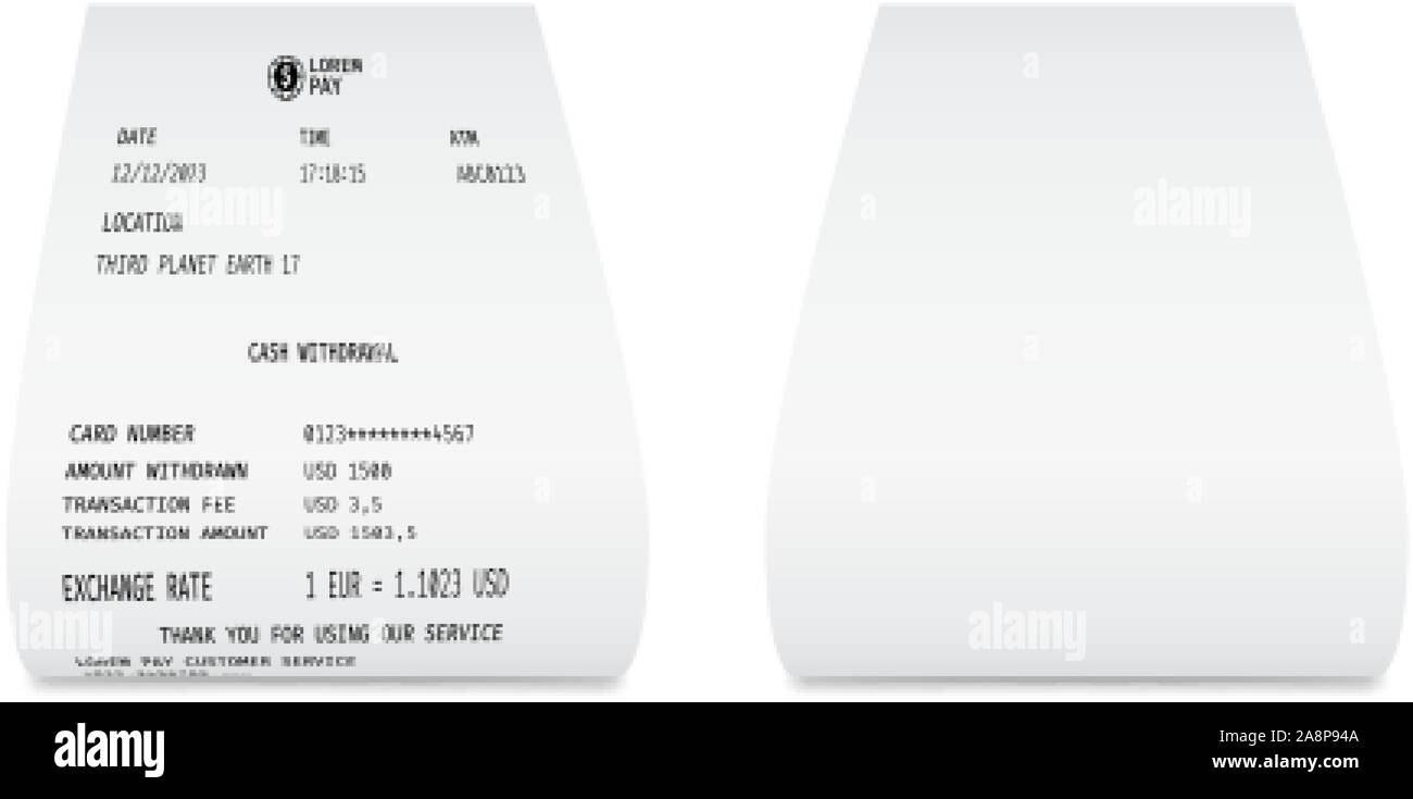 Blank white paper shop check. Template of a bill from supermarket of ...