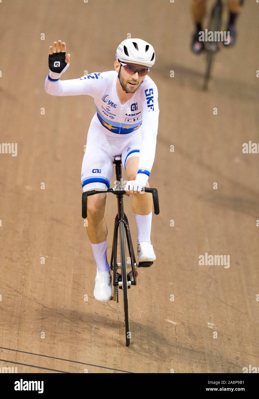 France's Benjamin Thomas celebrates to the crowd after finishing in the ...