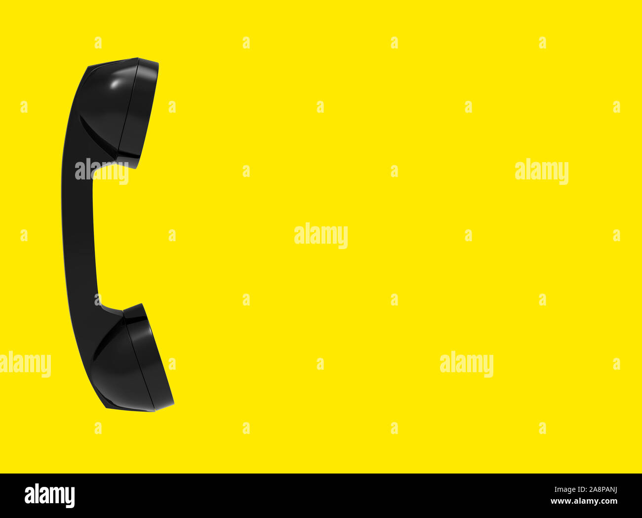 Telephone Handset, Black Color on Yellow Background, 3D Rendering Stock ...