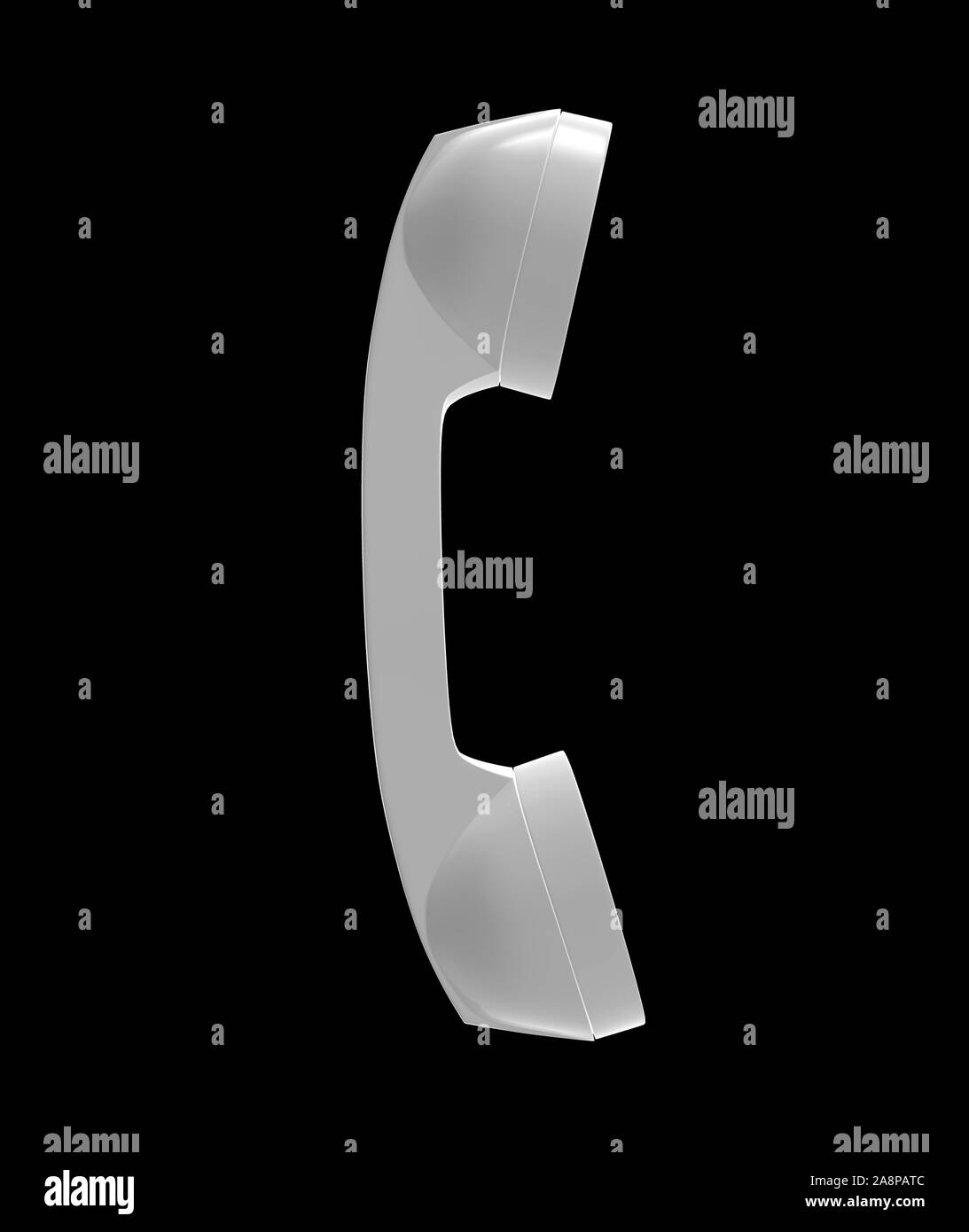 Telephone Handset Gray Color on Black Background, 3D Rendering Stock ...