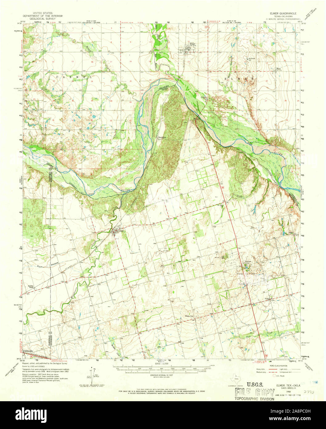 USGS TOPO Map Texas TX Elmer 107916 1958 62500 Restoration Stock Photo ...