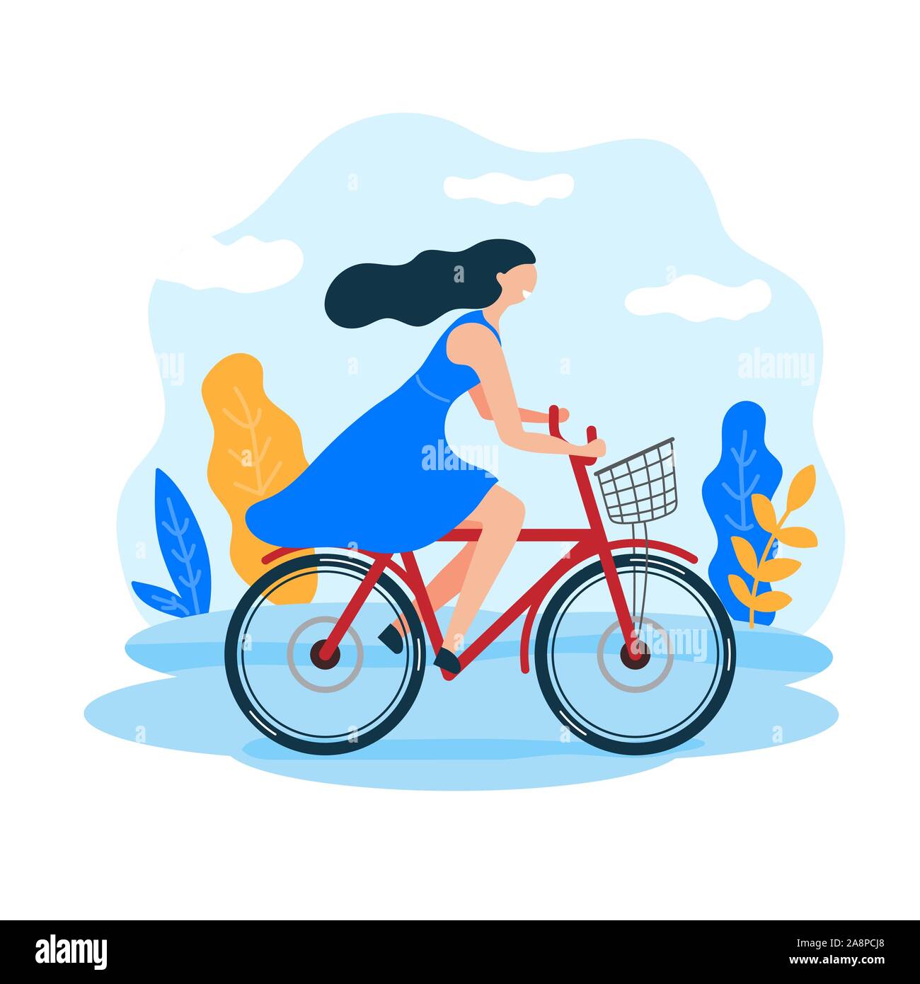 Bicycle vector bikers people character biking on cycle isolated on ...