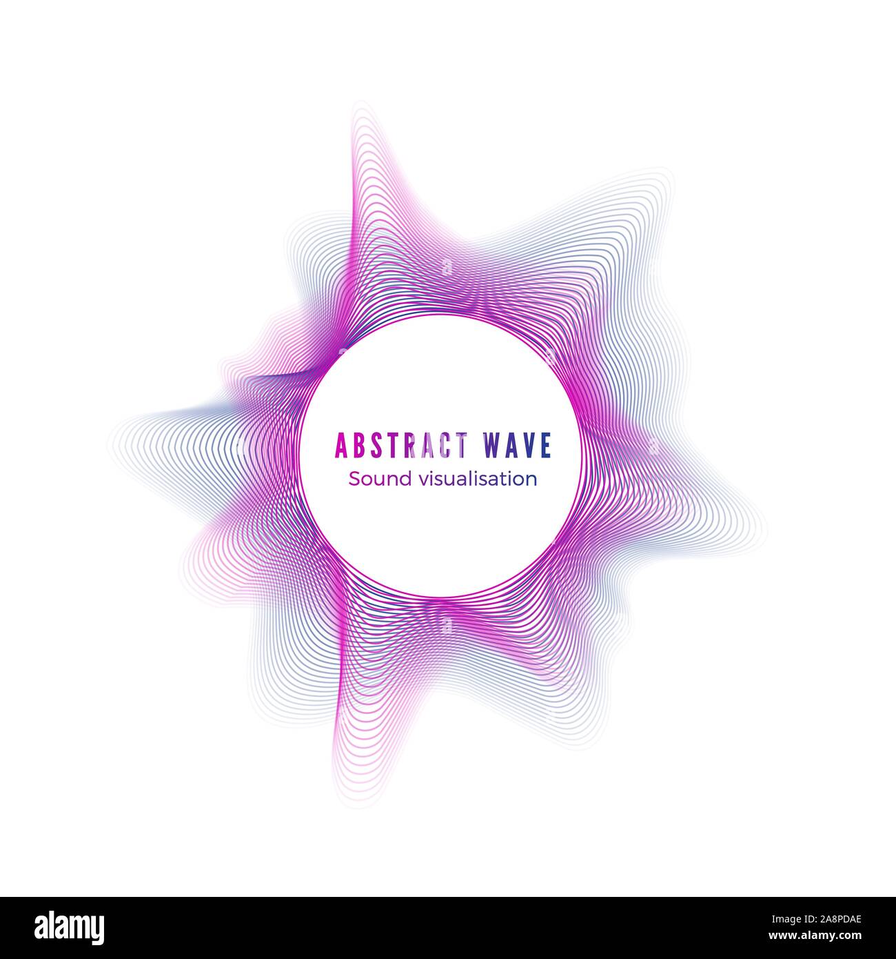 Abstract color radial sound wave. Digital music visualization. Red and ...