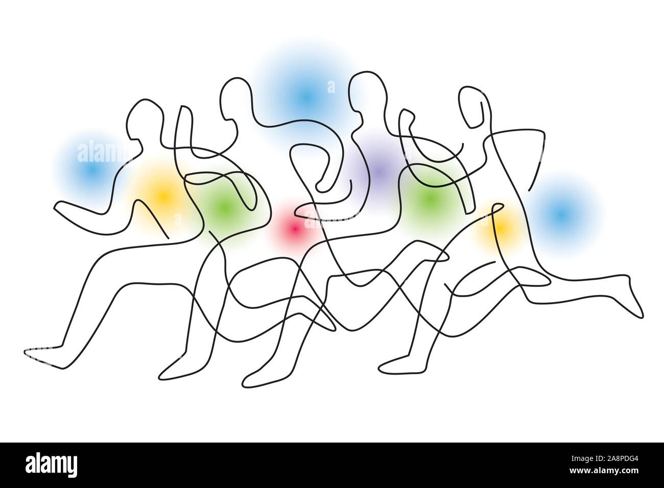 Running race, competition, line art stylized. Colorful lineart stylized ...