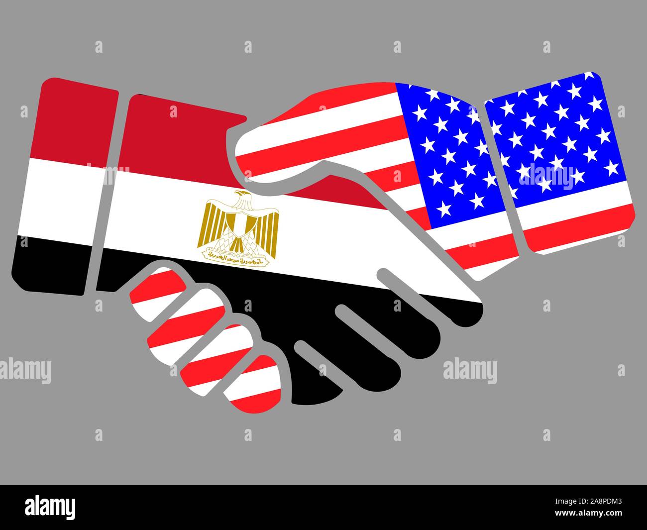 Handshake with Egypt and USA flags Vector illustration eps 10 Stock ...