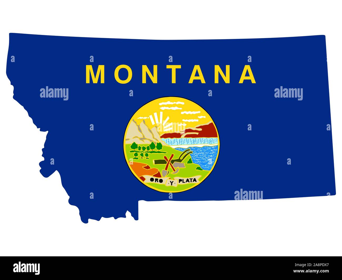 Map flag of the U.S. state of Montana Vector illustration eps 10 Stock ...