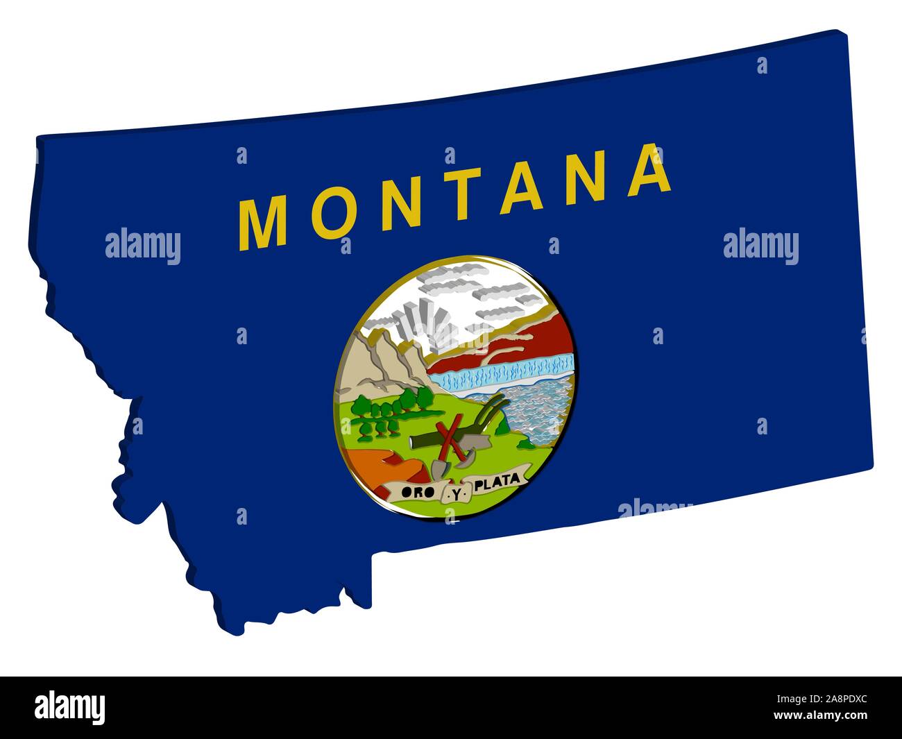 Map flag of the U.S. state of Montana Vector 3D illustration eps 10 ...