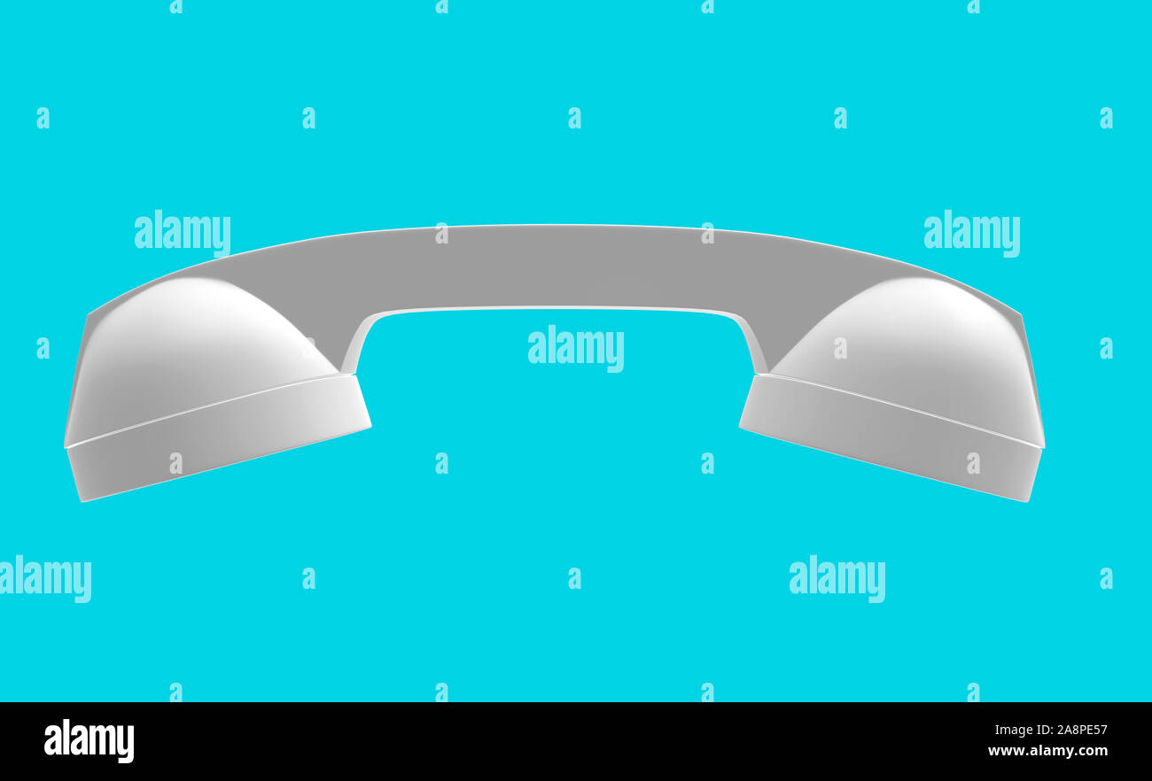 Telephone Handset Gray Color on Blue Background, 3D Rendering Stock ...
