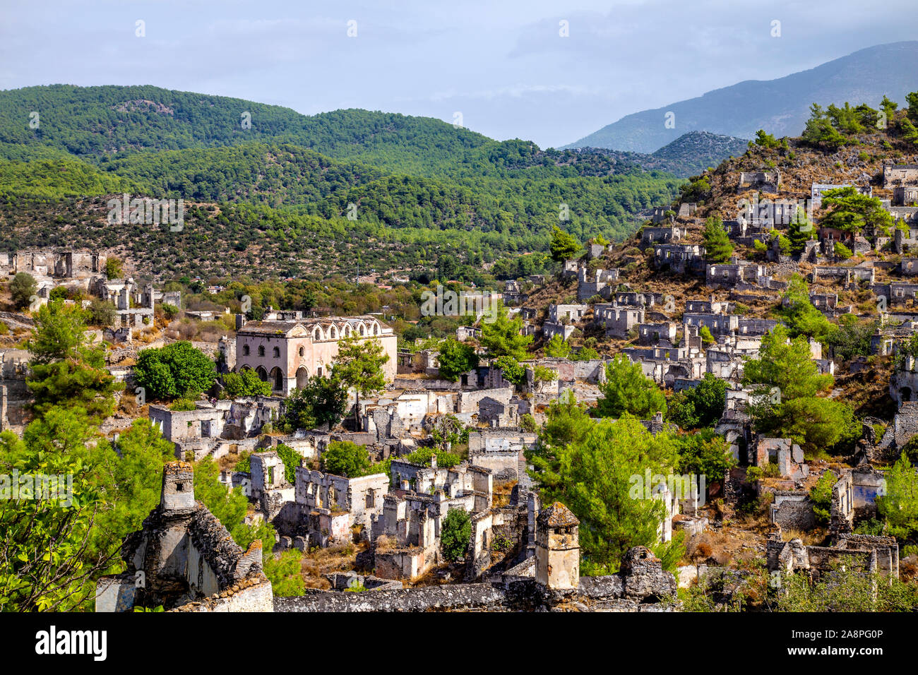 View over the ghost town of Kayakoy, Turkey Stock Photo - Alamy