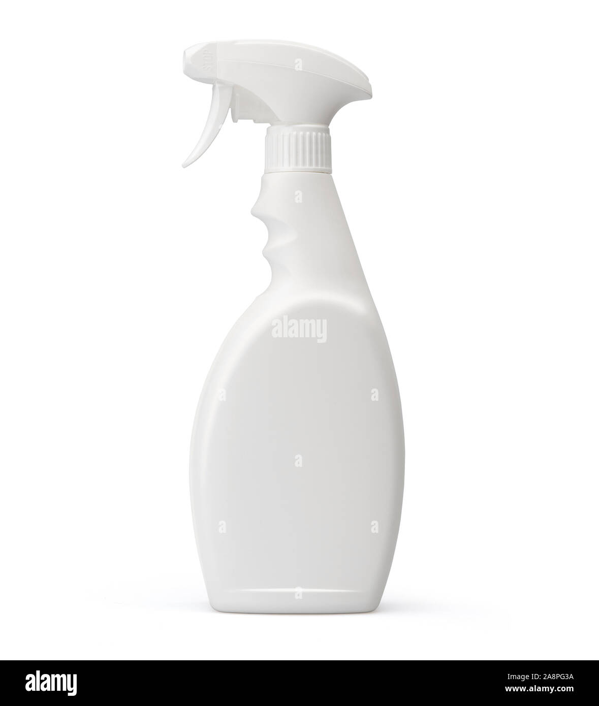 White plastic spray bottle, isolated on white background Stock Photo ...
