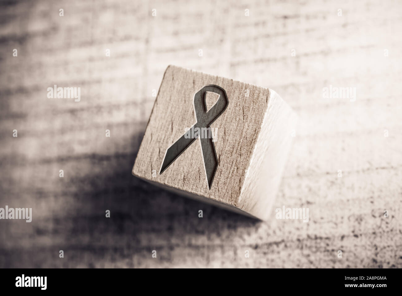 Black Death And RIP Ribbon On Wooden Block On A Table Stock Photo - Alamy