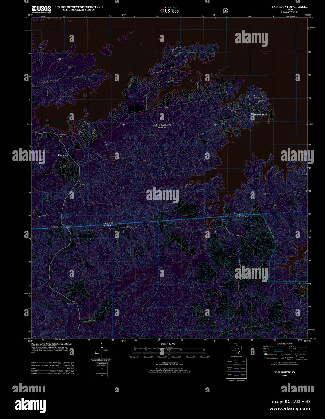 USGS TOPO Map Texas TX Fairmount 20121217 TM Inverted Restoration Stock ...