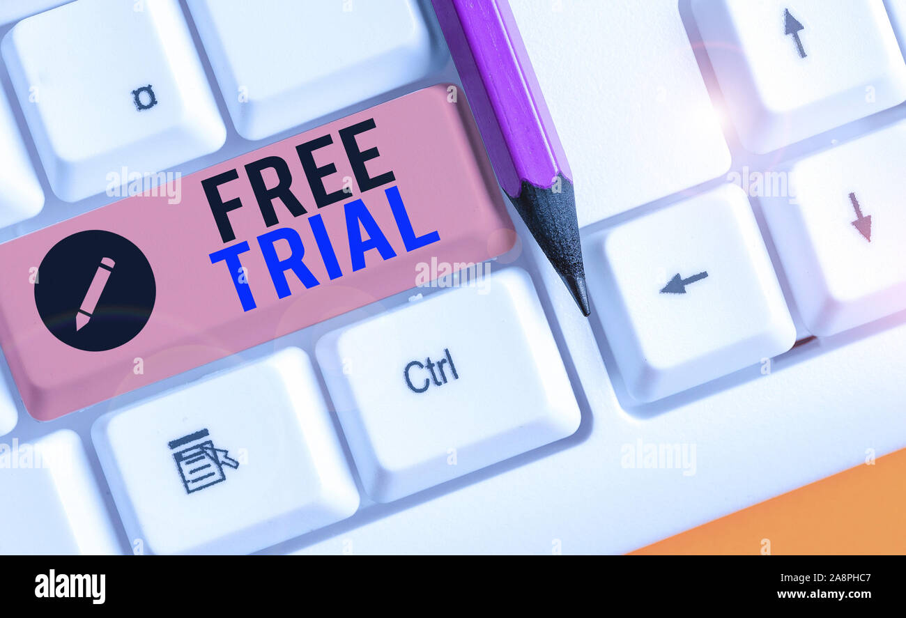 Writing note showing Free Trial. Business concept for Product or ...