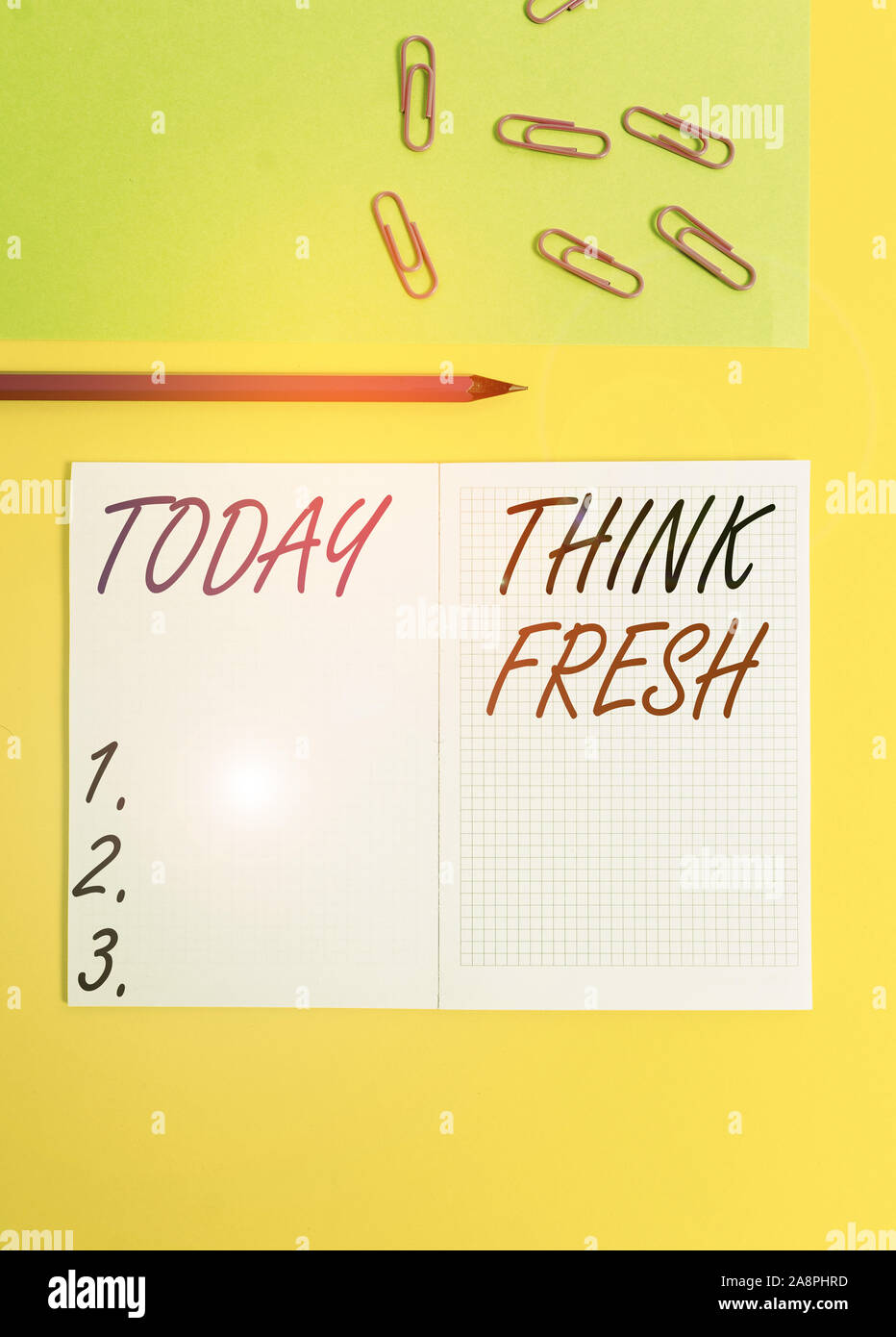 Handwriting text writing Think Fresh. Conceptual photo Thinking on ...