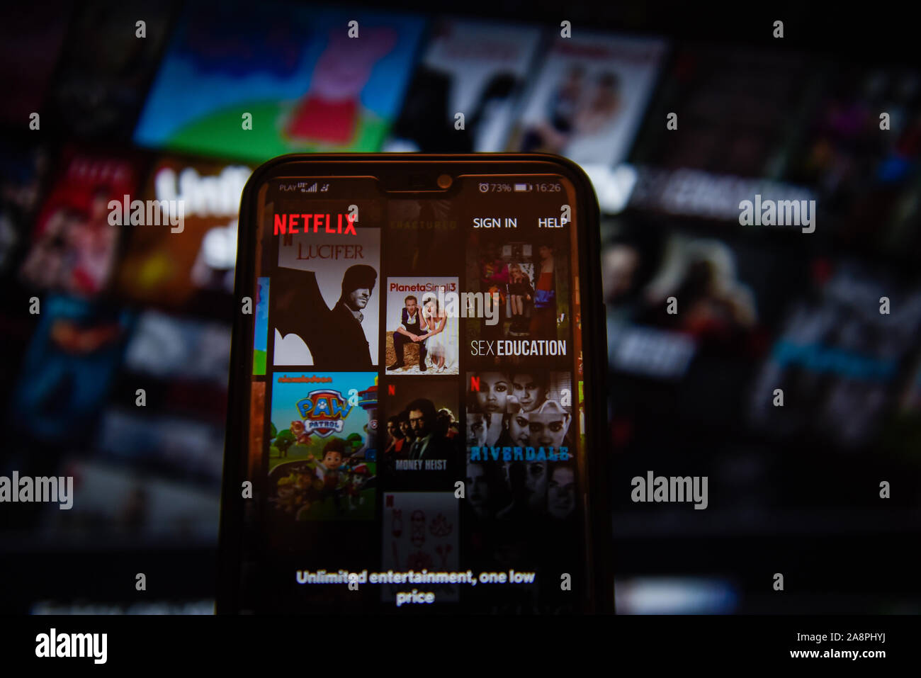 In this photo illustration a Netflix app displayed on a smartphone ...