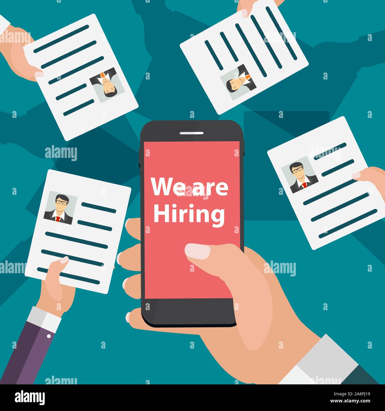 Finding employee design concept. HR job seeking. Vector illustration ...