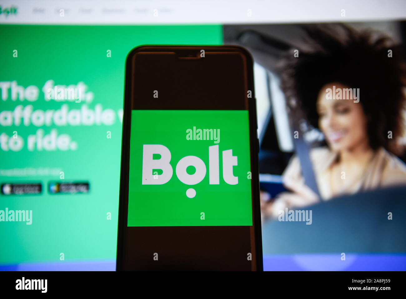In this photo illustration a Bolt logo displayed on a smartphone Stock ...