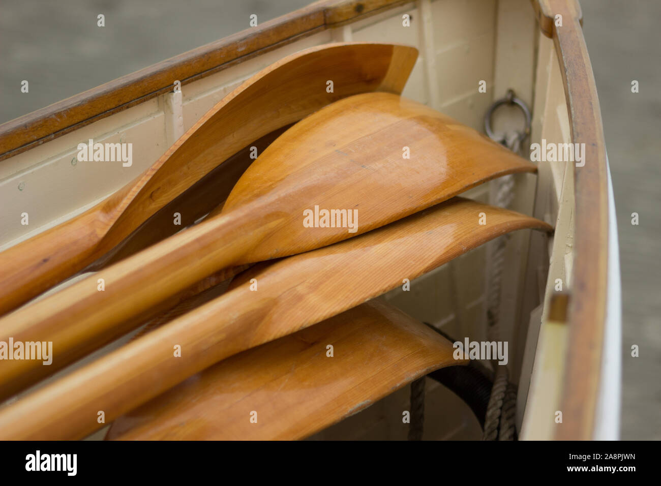 Rowing boat skiff paddles Stock Photo - Alamy