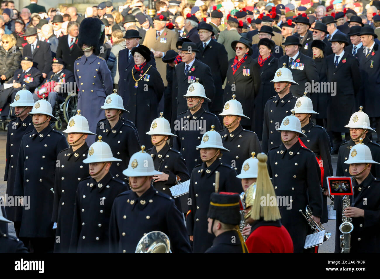Soldiers are seen during the annual Remembrance Sunday memorial at The ...