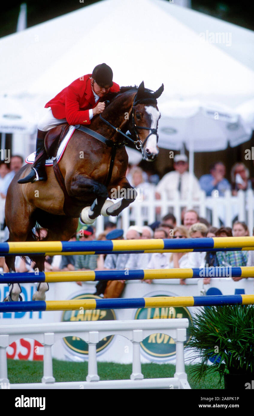 CSIO Lucerne, 1998, Geoff Billington (GBR) riding It's Otto Stock Photo ...