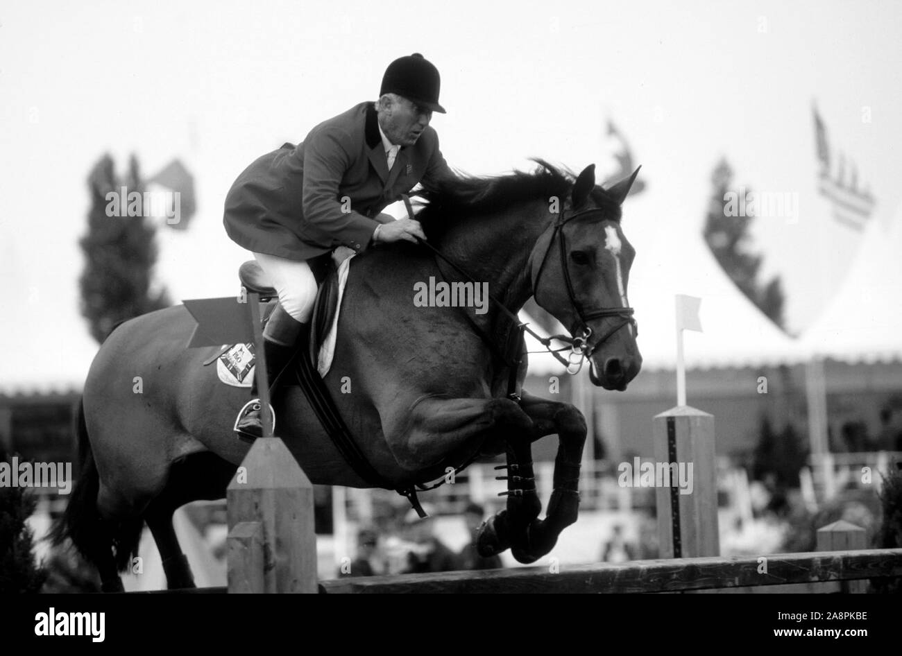 CSIO La Baule, May 1993, David Broome (GBR) riding Lannegan Stock Photo ...