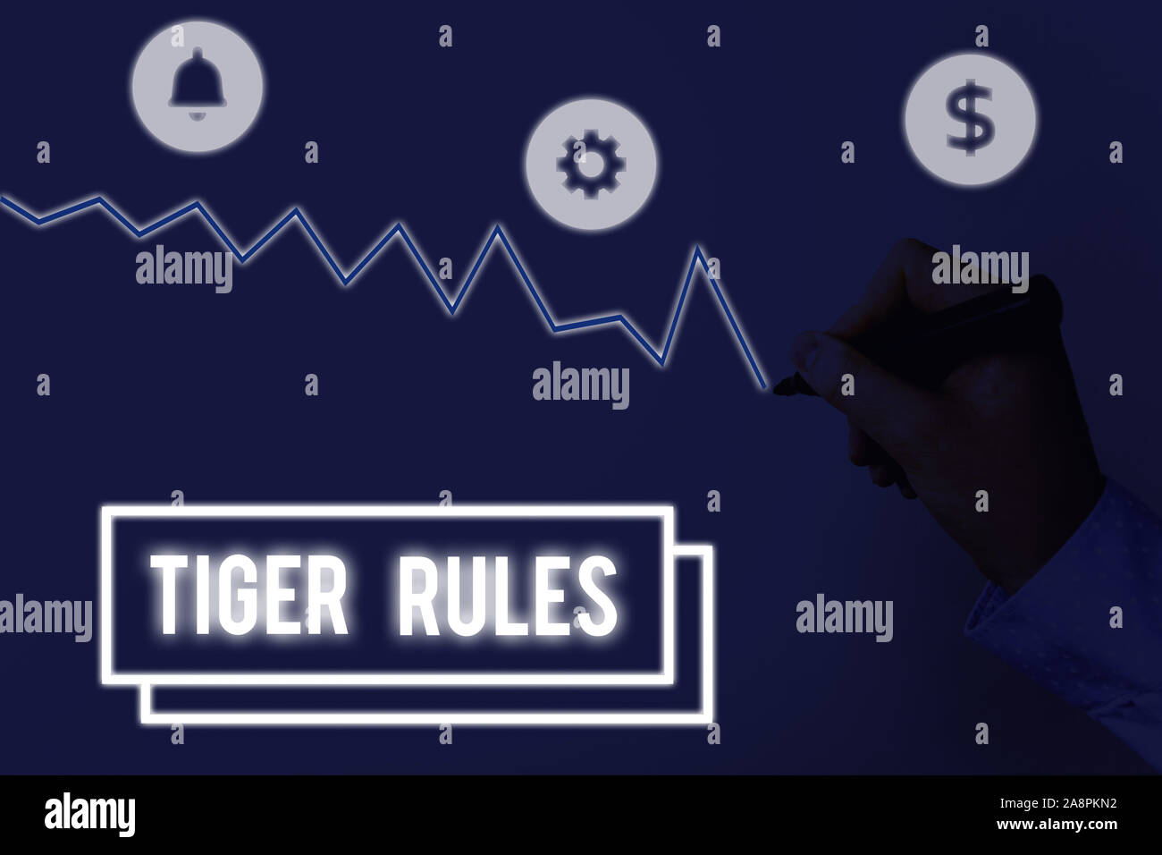 Writing note showing Tiger Rules. Business concept for Willpower and ...