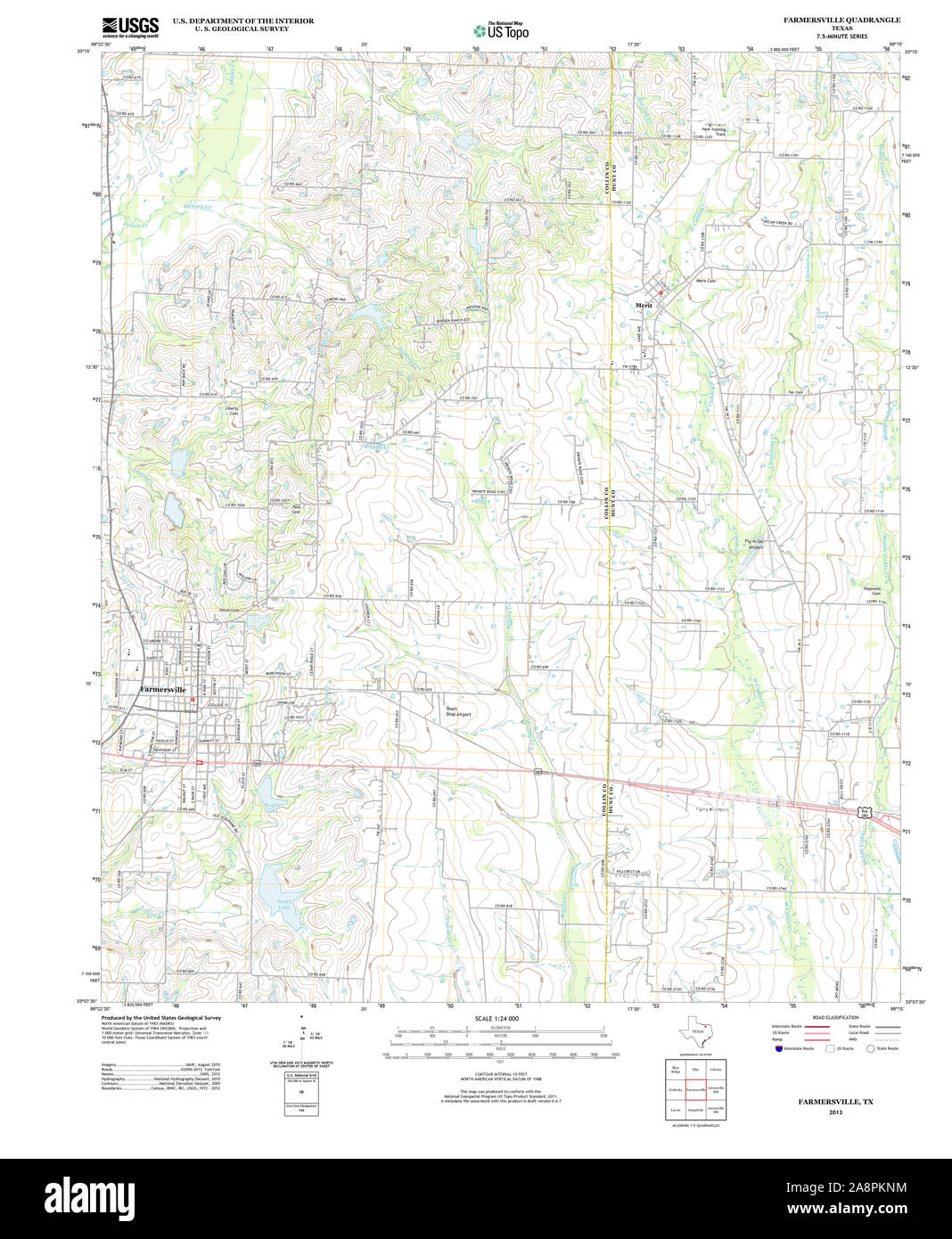 USGS TOPO Map Texas TX Farmersville 20130308 TM Restoration Stock Photo ...