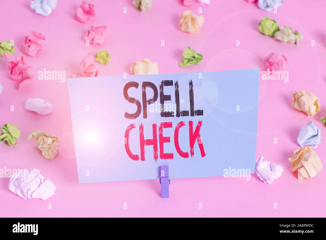 Handwriting text Spell Check. Conceptual photo to use a computer program to find and correct ...