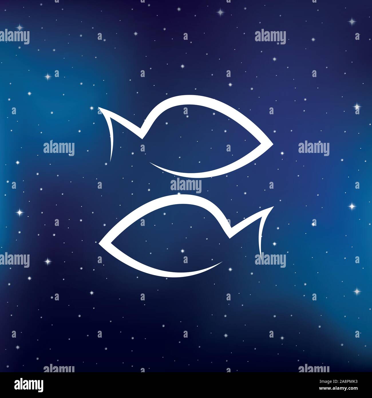 blue zodiac sign fish horoscope in starry sky vector illustration EPS10 ...