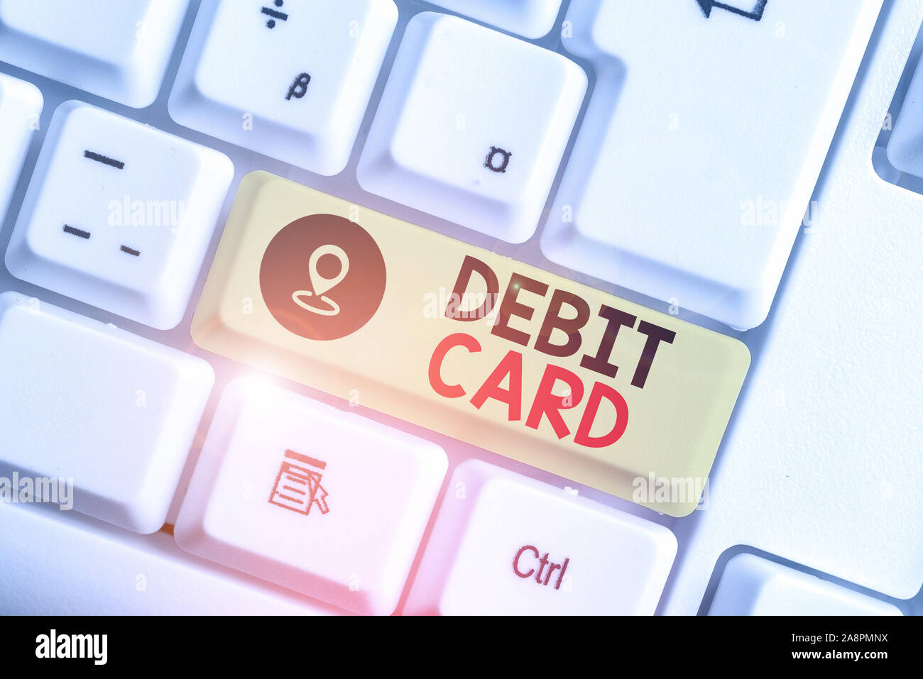 Text sign showing Debit Card. Business photo text card that deducts ...