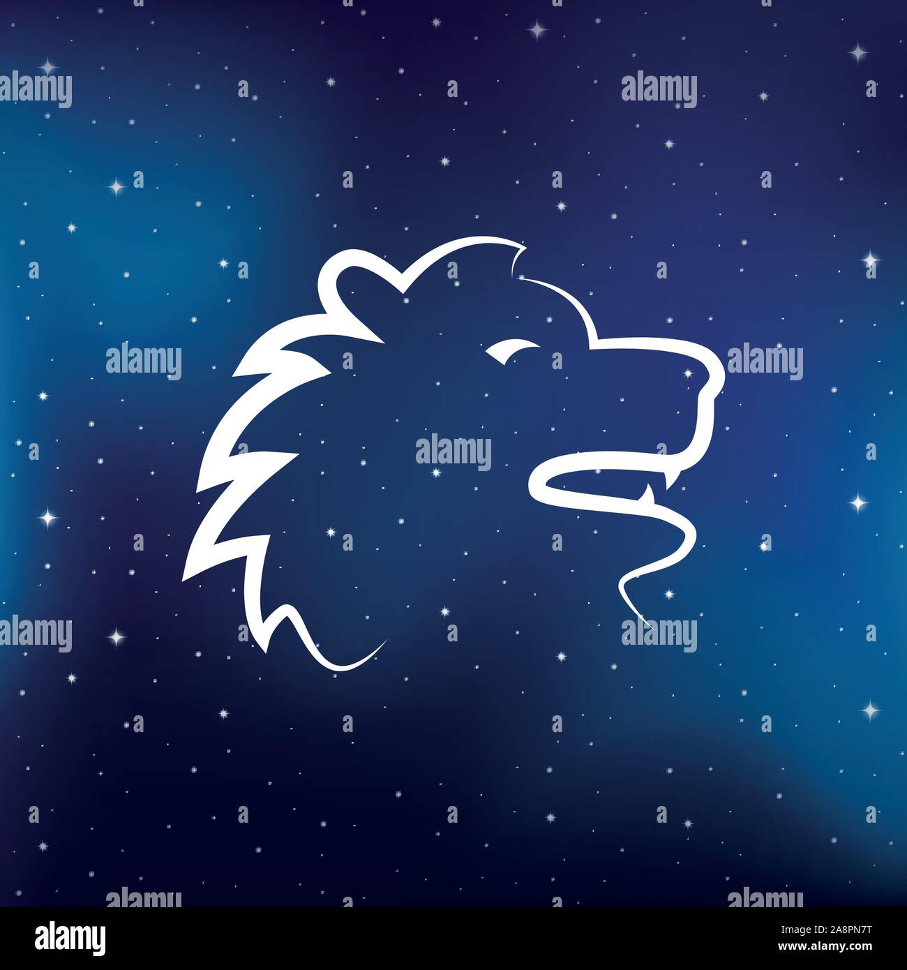 blue zodiac sign lion horoscope in starry sky vector illustration EPS10 ...
