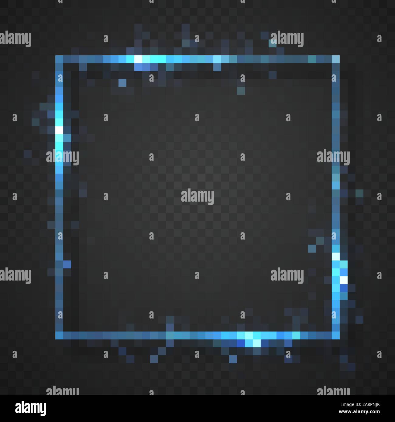 Blue shiny glitter glowing vintage frame with shadows isolated on ...