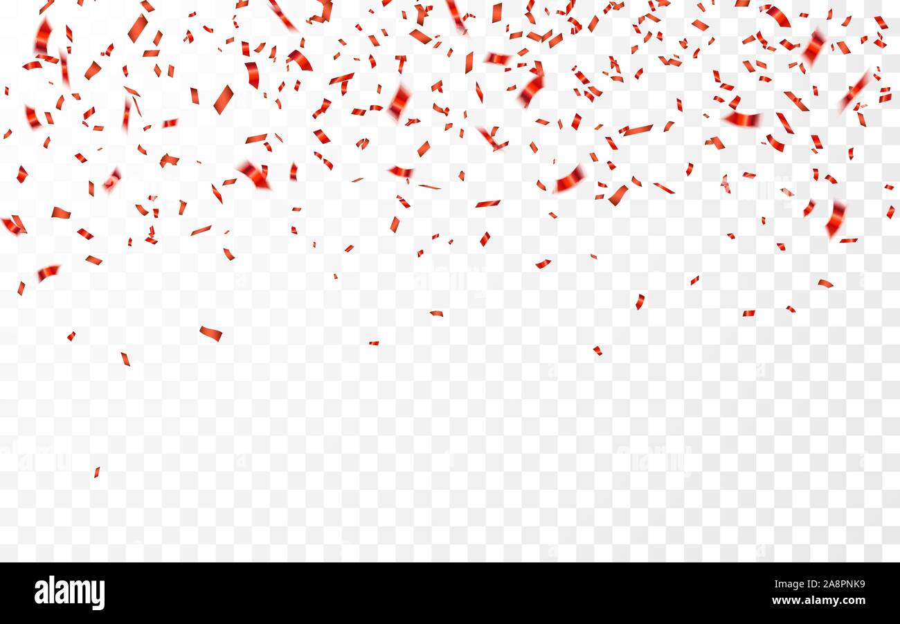 Red confetti. Celebration carnival falling shiny glitter confetti in ...